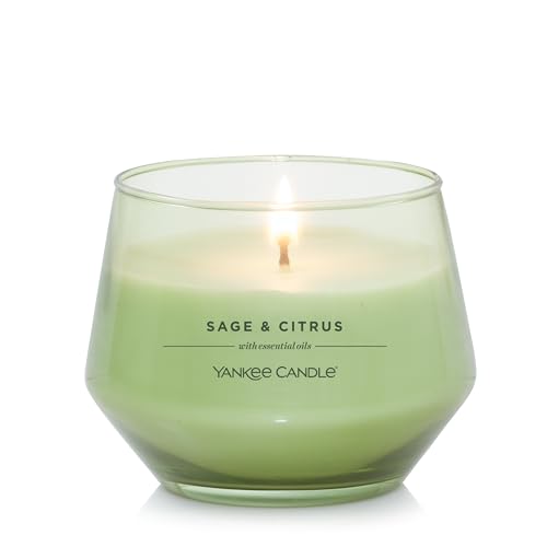 Yankee Candle Studio Medium Candle, Sage & Citrus, 10 oz: Long-Lasting, Essential-Oil Scented Soy Wax Blend Candle | 40-65 Hours of Burning Time