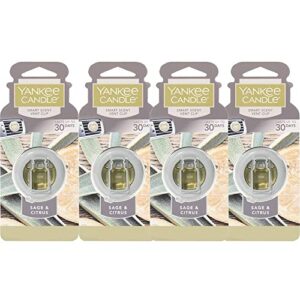 yankee candle car freshener smart-scent vent clips, 4-pack (sage & citrus)