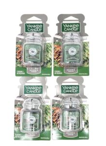 yankee candle balsam & cedar car jar ultimate air freshener, festive scent (pack of 4)