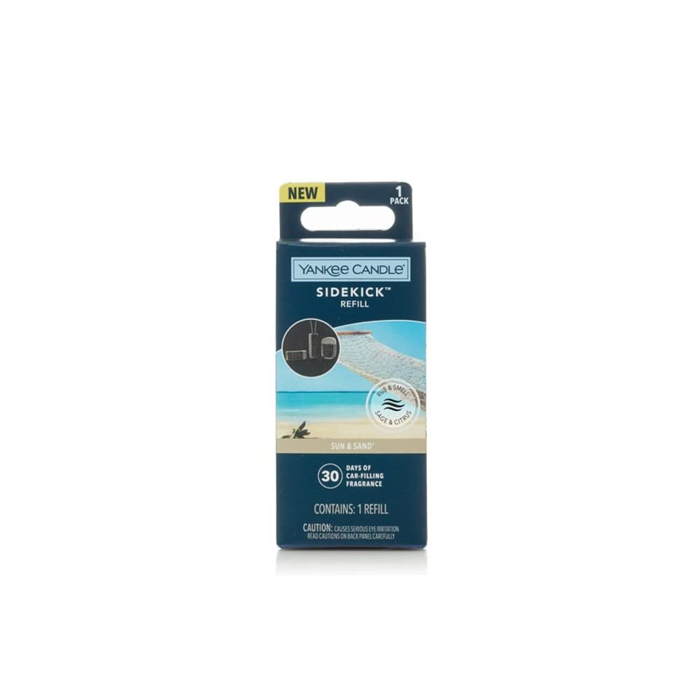 Yankee Candle Car Jar Air Freshener Sidekick Refill for Visor Clip, Vent Clip, or Pendant - Sun & Sand (1 Pack)