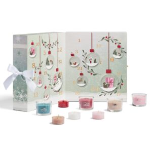 yankee candle advent calendar 2022 book | scented candles gift set | 12 filled votives, 12 tea lights and 1 tea light holder | snow globe wonderland collection for women