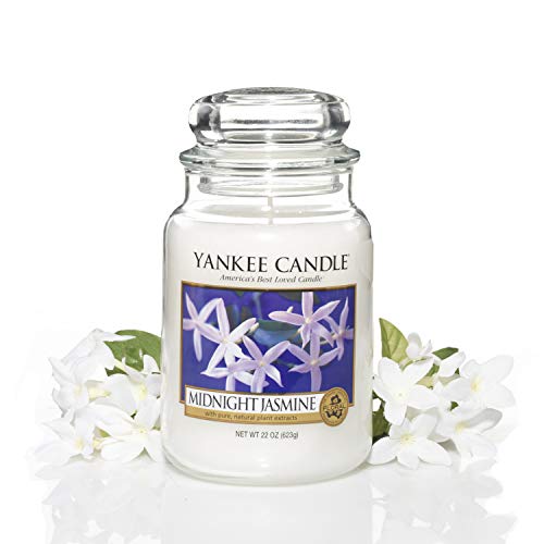 Yankee Candle Small Jar Scented Candle, Midnight Jasmine, Up to 30 Hours Burn Time, Glass, White