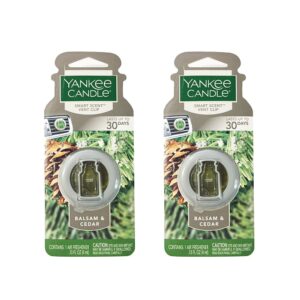 yankee candle balsam & cedar smart scent car vent clip, 2 pack