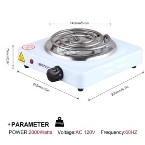 HAITOP Countertop Burner Electric Single Burner Stainless steel 1000 Watts Electric Hot Plate 6 Temperature Controls Power Indicator Lights Easy to Clean