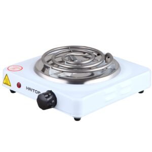 HAITOP Countertop Burner Electric Single Burner Stainless steel 1000 Watts Electric Hot Plate 6 Temperature Controls Power Indicator Lights Easy to Clean