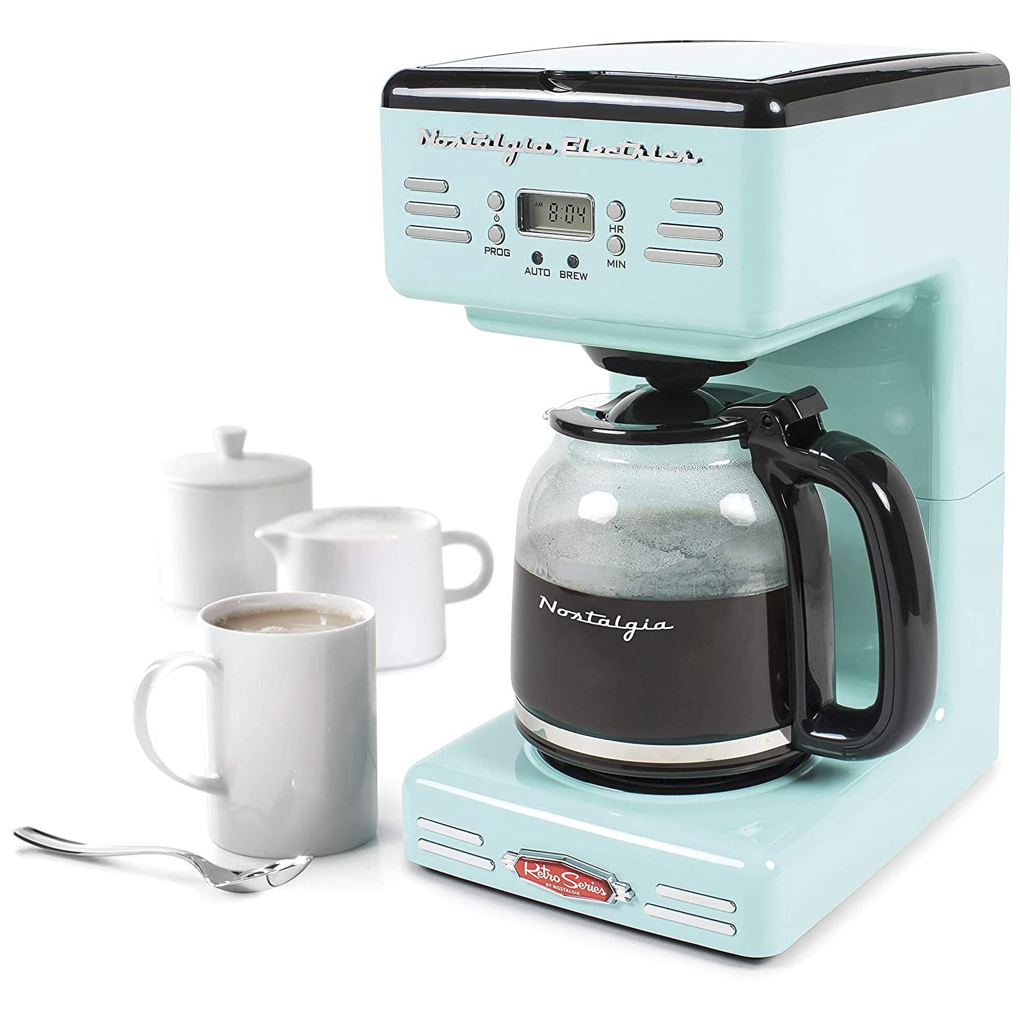 Nostalgia RCOF120AQ Retro 12-Cup Programmable Coffee Maker – Aqua Blue