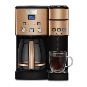 cuisinart single serve + 12 cup coffee maker, offers 3-sizes: 6-ounces, 8-ounces and 10-ounces, stainless steel, ss-15cp, copper