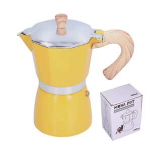 yaogohua coffee kettle, 300mlpot stovetop coffee maker heat resistant kitchen coffee pot for household moka pot stove top coffee maker (yellow)