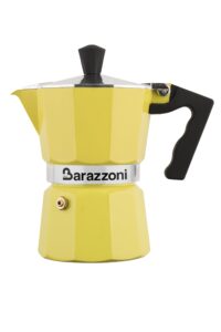 barazzoni the yellow coloured coffee maker 3 cups product certified by the accademia italiana maestri del caffè.