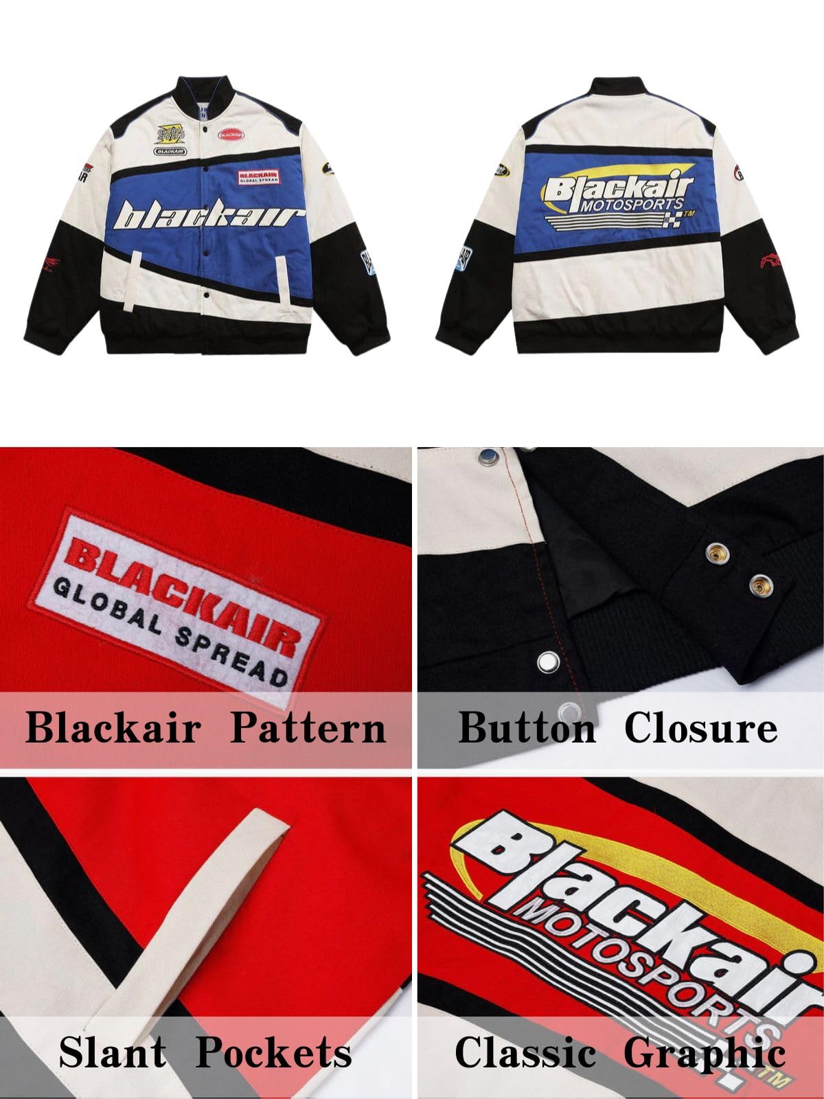 Aelfric Eden Blackair Men's Varsity Jackets Womens Bomber Jackets Vintage Motorcycle Racer Jacket