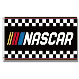 kasflag nascar checkered flag banner (3x5ft,heavy duty, durable 150d polyester) brass grommets for college dorm room man cave