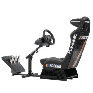 playseat evolution pro sim racing cockpit | comfortable racing simulator cockpit | compatible with all steering wheels & pedals on the market | supports pc & console |nascar edition