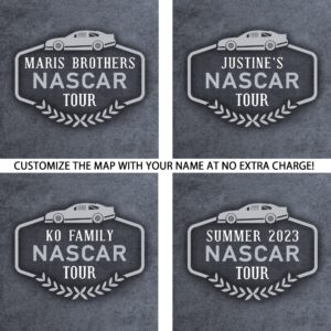 Holy Cow Canvas Personalized Canvas NASCAR Track Map with Push Pins, NASCAR Race Track Map, Customized NASCAR Gift, Push Pin USA Map NASCAR Racing, NASCAR Cup Series Map (Colorful Stripes)