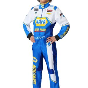 Fun Costumes NASCAR Kids Chase Elliott Suit Boys, Blue Race Car Driver Halloween X-Large