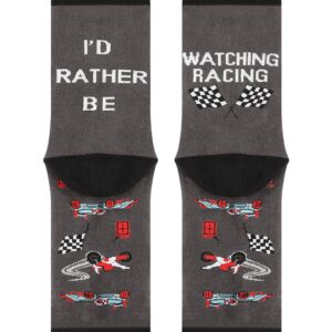 Gnpolo Funny Socks for Men Women I'D Rather Be Racing Dress Casual Crew Fun Gift Novelty Sock