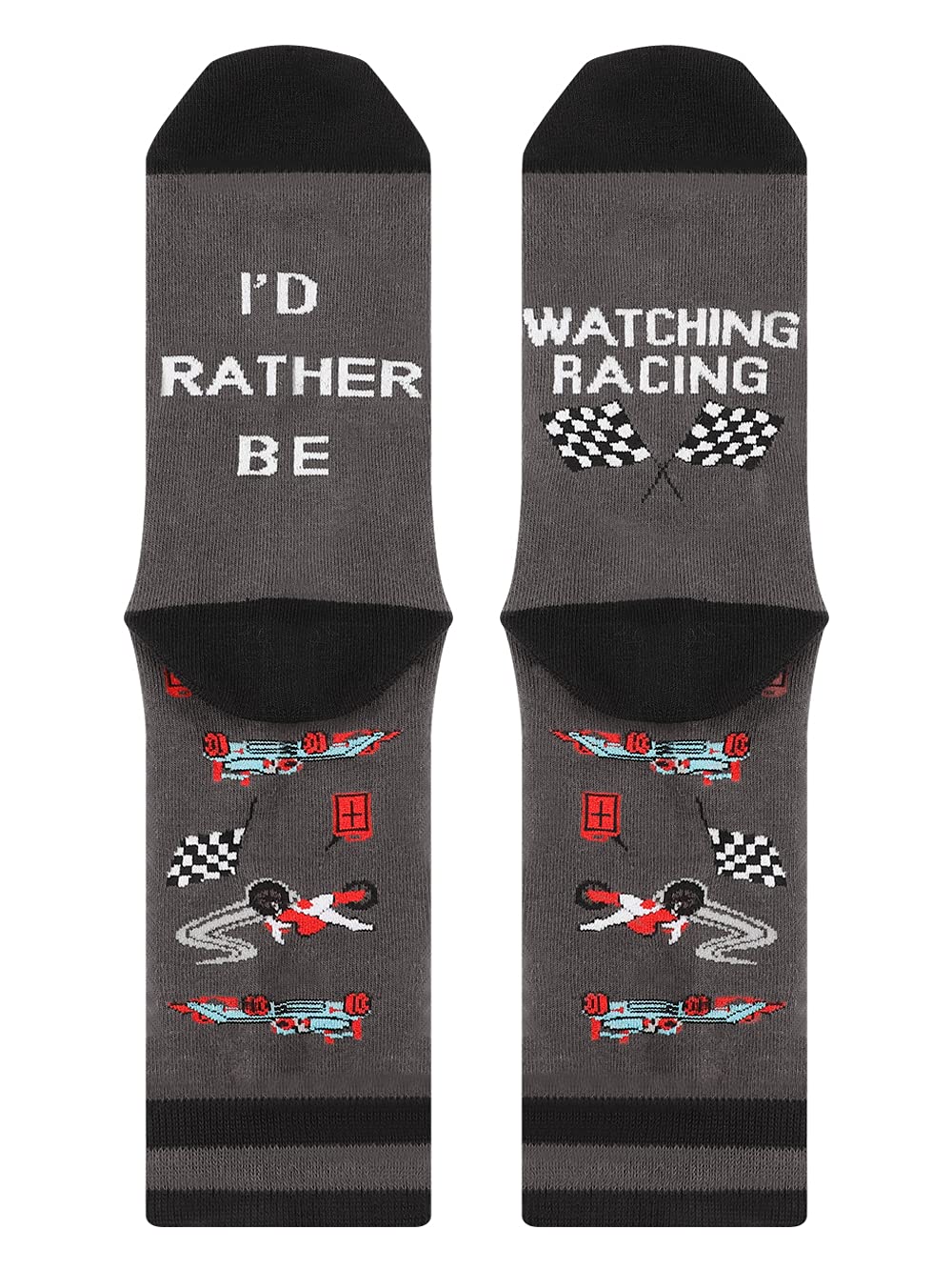 Gnpolo Funny Socks for Men Women I'D Rather Be Racing Dress Casual Crew Fun Gift Novelty Sock