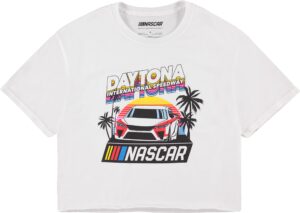 nascar ladies racing fashion shirt - ladies classic racing tee crop top tee (white, x-large)