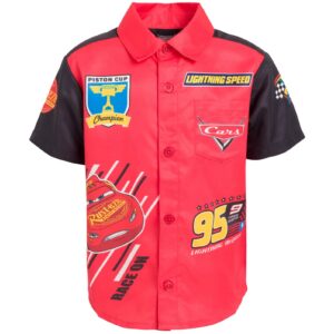 disney pixar cars lightning mcqueen toddler boys hawaiian button down shirt white 3t