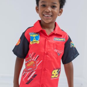 Disney Pixar Cars Lightning McQueen Toddler Boys Hawaiian Button Down Shirt White 3T