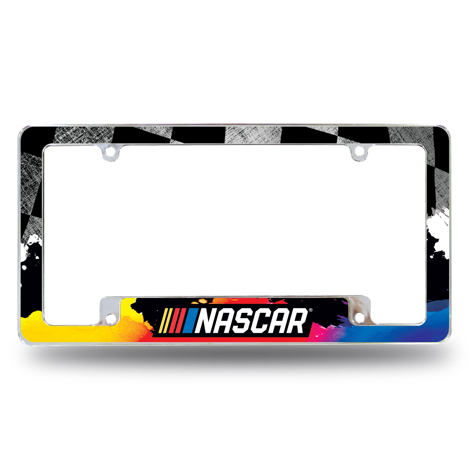 Rico Industries NASCAR Logo All Over Chrome Frame 12' x 6' Chrome All Over Automotive License Plate Frame for Car/Truck/SUV