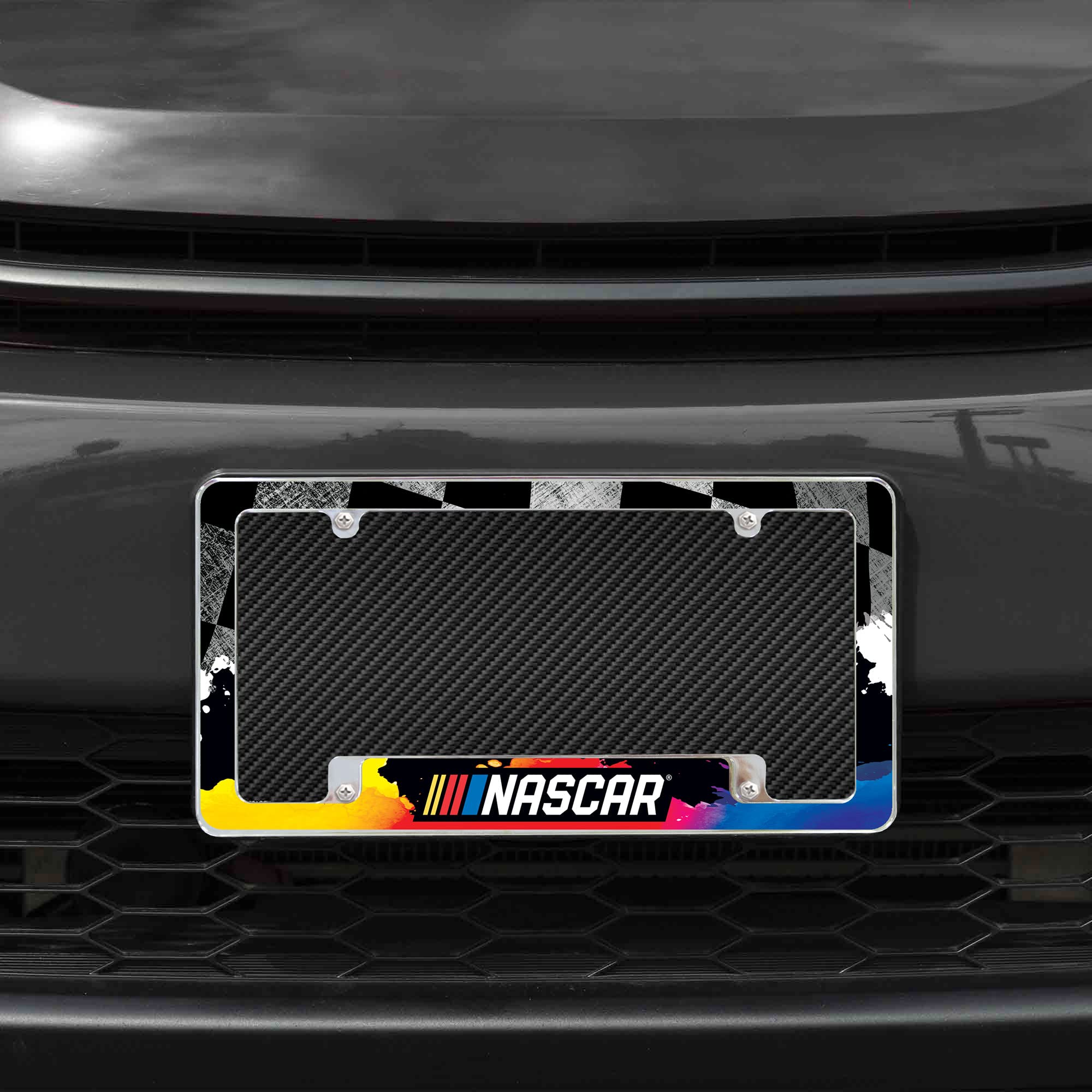 Rico Industries NASCAR Logo All Over Chrome Frame 12' x 6' Chrome All Over Automotive License Plate Frame for Car/Truck/SUV