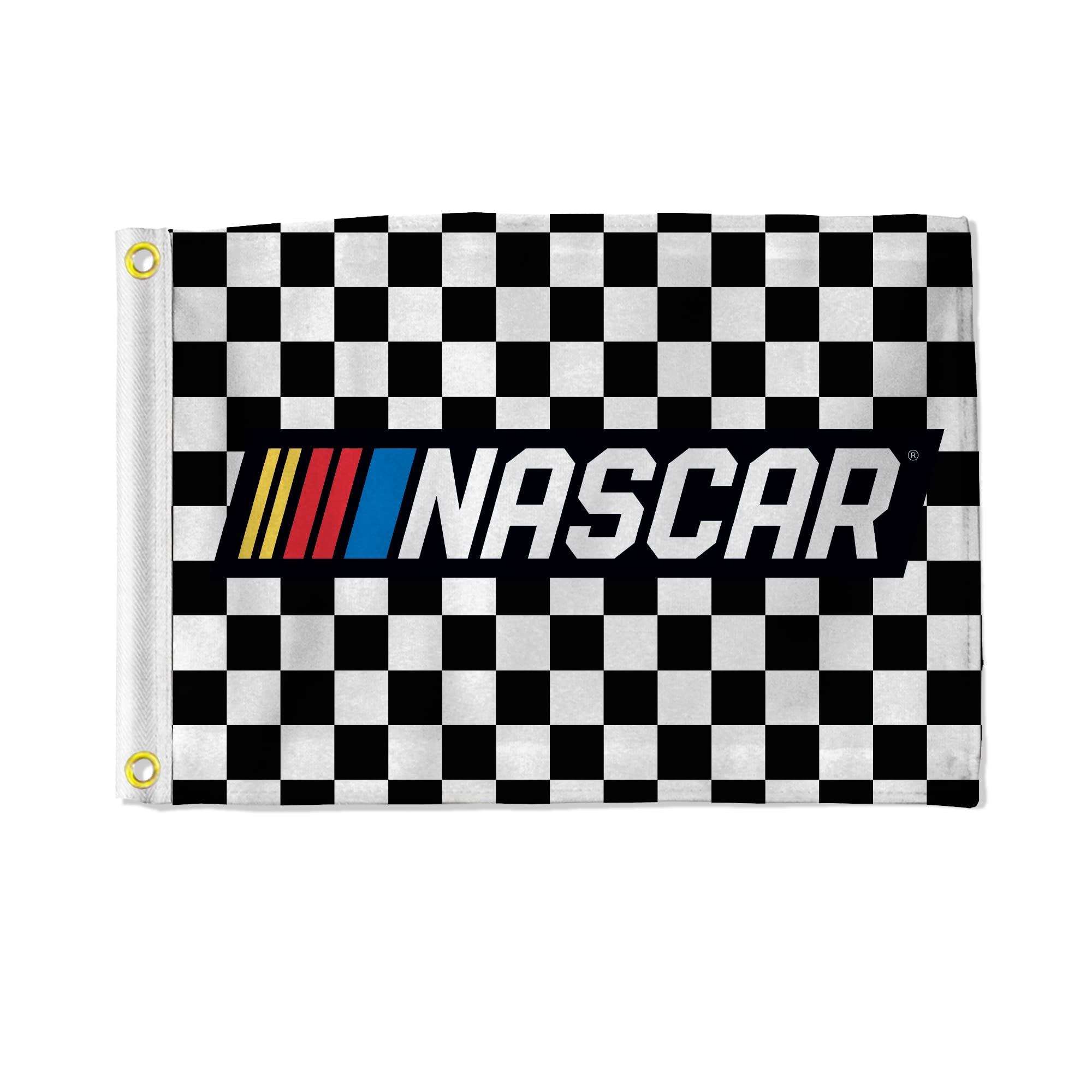 Rico Industries NASCAR Auto Racing Logo Checkered Flag Utility Flag - Double Sided - Great for Boat/Golf Cart/Home ect. 12" x 17"