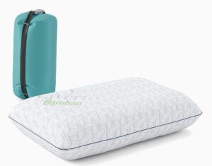 vaverto small memory foam pillow for travel and camping - compressible medium firm, breathable cover, machine washable, ideal backpacking, airplane and car