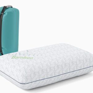 Vaverto Small Memory Foam Pillow for Travel and Camping - Compressible Medium Firm, Breathable Cover, Machine Washable, Ideal Backpacking, Airplane and Car