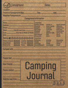 camping journal: family rv travel logbook / memory book for adventure notes / campground notebook / caravan road trip diary / summer campsites log book / camp planner gift idea for camper