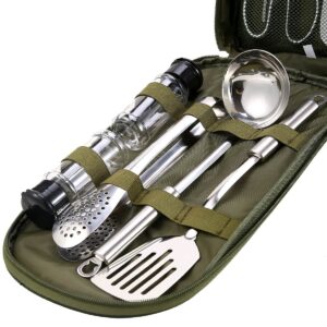 Haplululy Camping Kitchen Equipment Camping Cooking Utensils Set Portable Picnic Cookware Bag Campfire Barbecue Appliances Essential Gadgets and Accessories Suitable for Tent Campers,