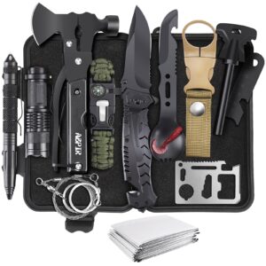 gifts for men dad husband boyfriend him, survival kits, 14 in 1 survival gear camping essentials cool gadgets for camping hiking wilderness adventures and disaster preparedness