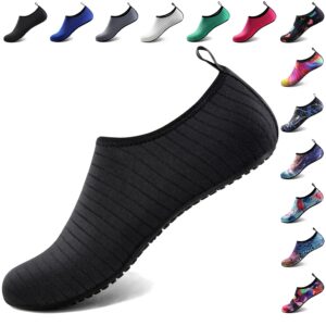 water shoes for women men quick-dry aqua socks swim beach barefoot yoga exercise wear sport accessories pool camping must haves adult youth size, black-w001, 11.5-12.5 women/10.5-11.5 men