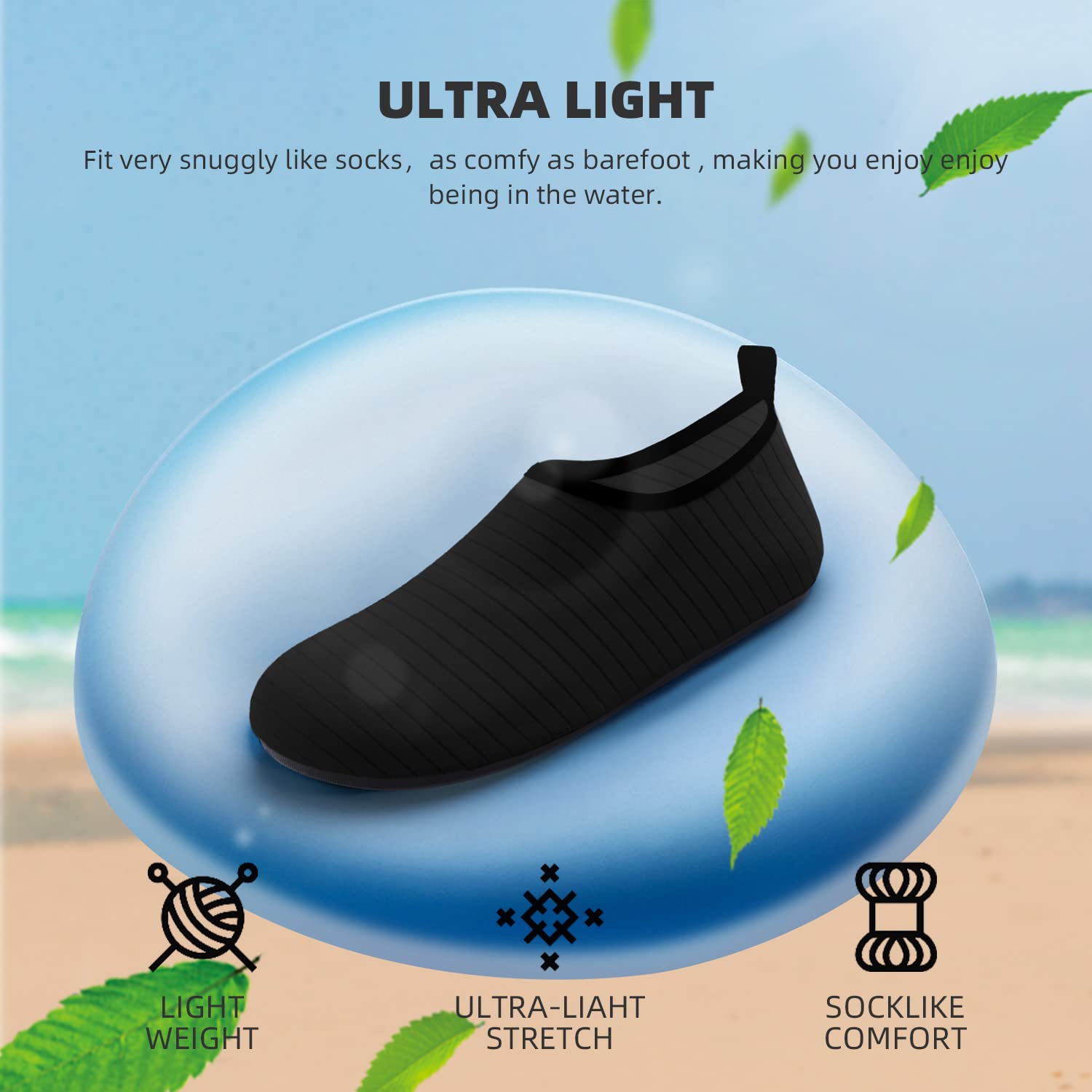 Water Shoes for Women Men Quick-Dry Aqua Socks Swim Beach Barefoot Yoga Exercise Wear Sport Accessories Pool Camping Must Haves Adult Youth Size, Black-w001, 11.5-12.5 Women/10.5-11.5 Men