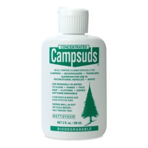 concentrated campsuds outdoor soap - environmentally conscious camping soap - hiking & camping supplies - camp soap, backpacking soap, travel soap - camping gear must haves - 2 fl oz bottle