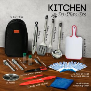 Camping Gear, Camping Cooking Set, 21pcs Camping Accessories Cooking, Camping Kitchen Set, Camp Kitchen Accessories & Organizer, Camping Utensil Set, Camping Equipment, Camping Tools & Stuff…