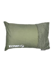 klymit drift camping pillow, shredded memory foam travel pillow with reversible cover for outdoor use, green, regular