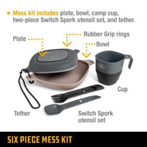 UCO 6-Piece Camping Mess Kit with Bowl, Plate, Collapsible Cup, and Switch Camping Spork