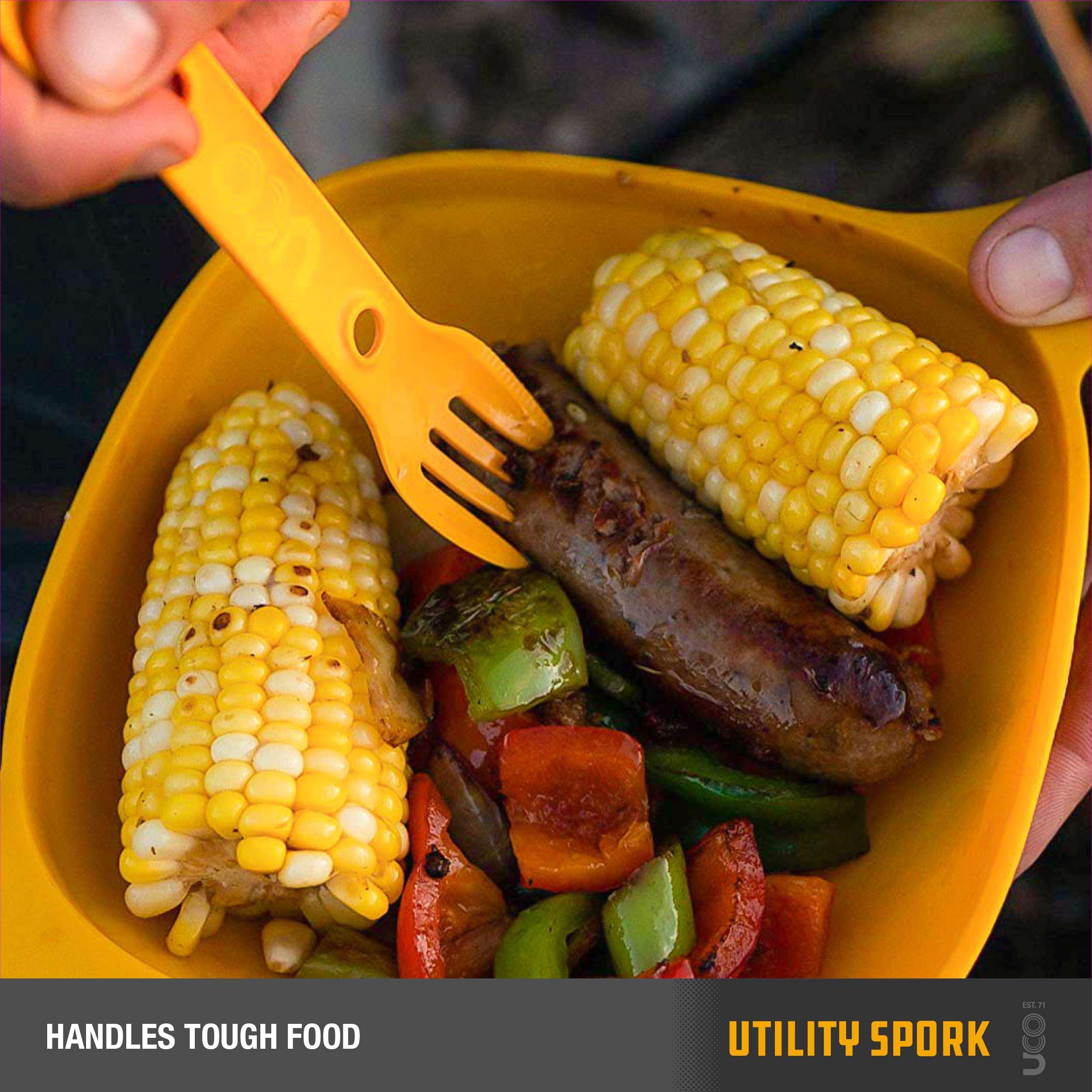 UCO Nylon Utility Spork Camping Spoon-Fork-Knife Utensil, 2 Pack