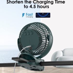 Camping Fan with Remote Control - 65Hrs 12000mAh Rechargeable Fan, 3 Speeds & Timing Battery Powered Fan with Light & Hook, Tent Fan for Camping, Camp Fan for Tent, Battery Operated Fan, Green