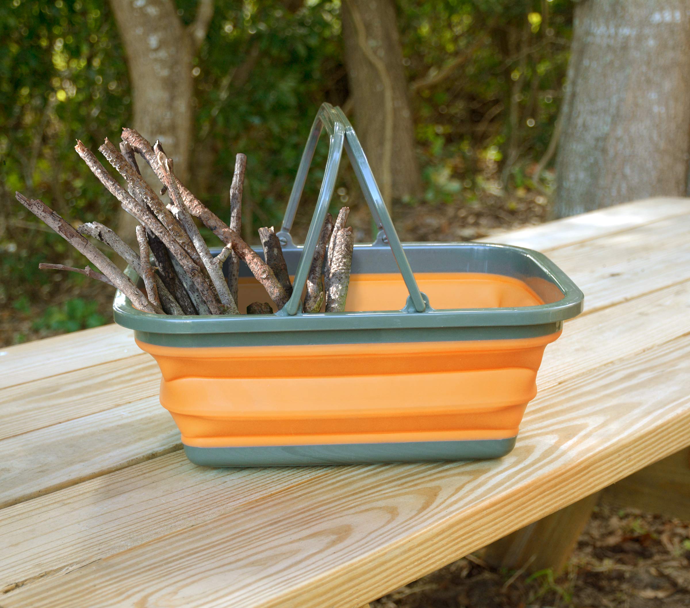 ust FlexWare Collapsible Sink with 2.25 Gal Wash Basin for Washing Dishes and Person During Camping, Hiking and Home, Orange, One Size (20-02735)