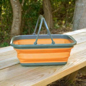 ust FlexWare Collapsible Sink with 2.25 Gal Wash Basin for Washing Dishes and Person During Camping, Hiking and Home, Orange, One Size (20-02735)