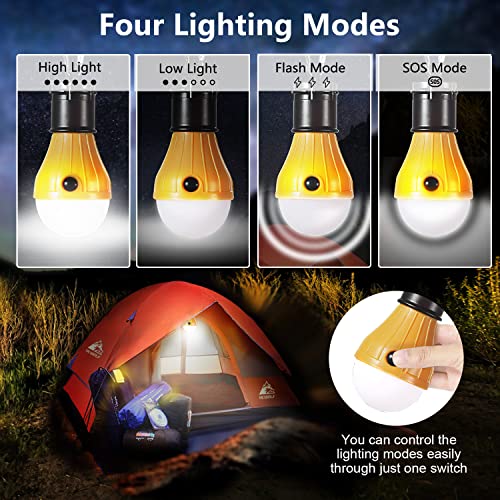 Camping Lights 5 Pack, PEMOTech Portable Camping Light 4 Lighting Modes, Battery Operated Hanging Tent Light LED Camping Tent Lantern Camping Equipment for Camping Hiking Backpacking Fishing Outage