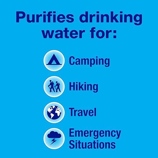 Potable Aqua Water Purification Tablets, Portable and Effective Water Purification Solution for Camping, Hiking, Emergencies, Natural Disasters and International Travel, Two 50ct Bottles, Blue