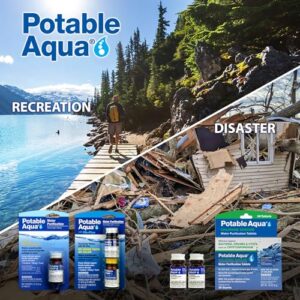 Potable Aqua Water Purification Tablets, Portable and Effective Water Purification Solution for Camping, Hiking, Emergencies, Natural Disasters and International Travel, Two 50ct Bottles, Blue