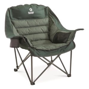 guide gear oversized extra large padded camping chair, portable, folding, large camp lounge chairs for outdoor, adults, men and women, heavy-duty 400 pound capacity, with cup holder green