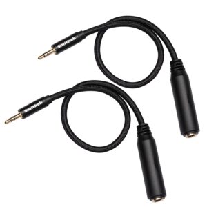 smithok 2 pack 3.5mm to 1/4 inch female headphone adapter, quarter 1/4 inch 6.35mm stereo female jack to 1/8 inch 3.5mm male audio adapter for headphone, amplifiers, guitar, amp etc.- 12inch/30cm