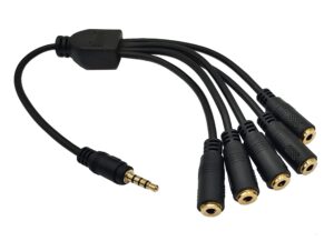 traovien 3.5mm splitter cable, 3.5mm 1/8 inch 4-pole trrs male to female 1 to 5 way audio stereo splitter extension cable for headset audio splitter (1pcs)(3.5mm 4pole 1m/5fm)