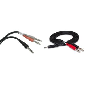 hosa stp-204 1/4" trs to dual 1/4" ts insert cable, 4 meters cmp-159 3.5 mm trs to dual 1/4" ts stereo breakout cable, 10 feet, black, 1-pack