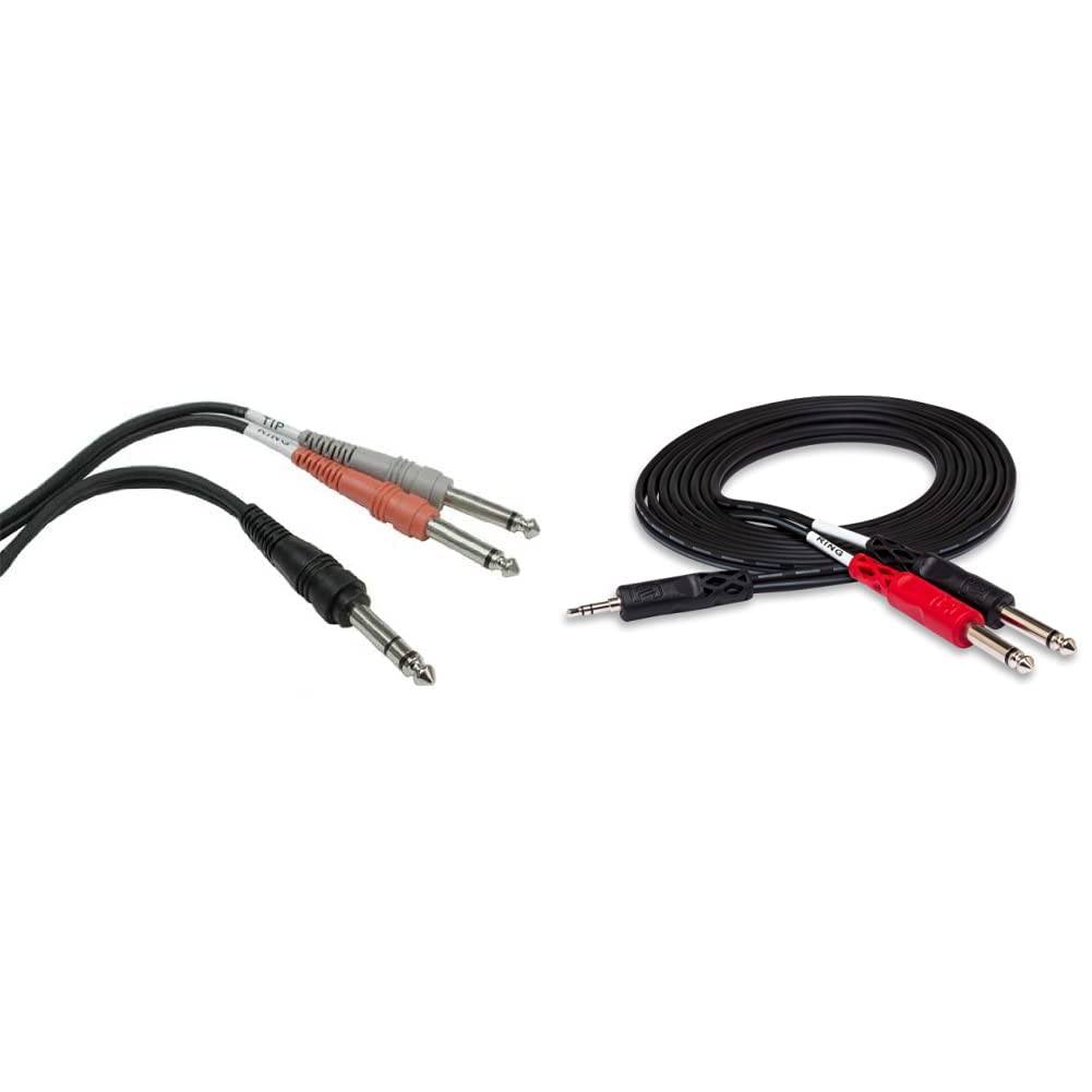 HOSA STP-204 1/4" TRS to Dual 1/4" TS Insert Cable, 4 Meters CMP-159 3.5 mm TRS to Dual 1/4" TS Stereo Breakout Cable, 10 Feet, Black, 1-Pack