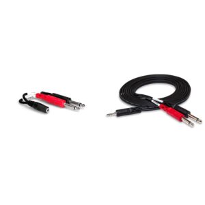 hosa stereo 3.5mm trs to dual 1/4" ts breakout cables (3 feet) bundle